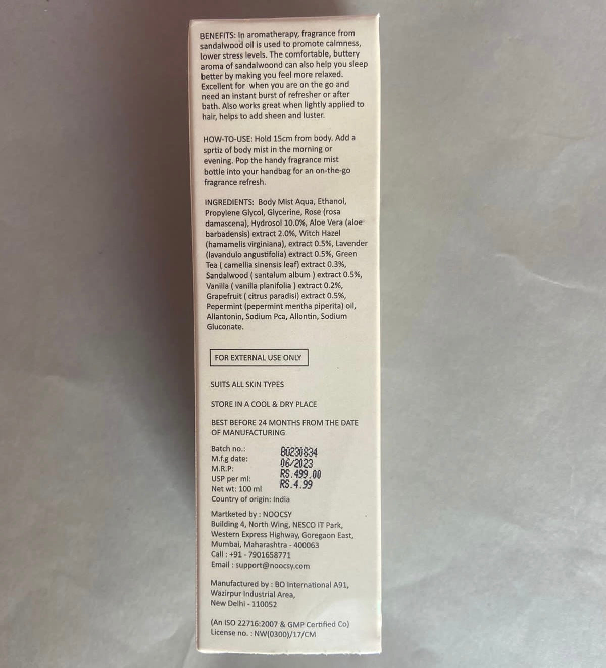 THE EASE Body Mist [Classic] – Noocsy